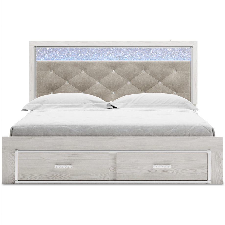 Altyra White LED Upholstered Panel Bedroom Set