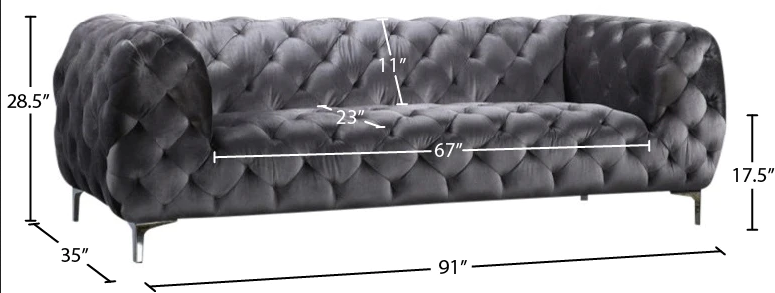 Mercer Grey Velvet Sofa
