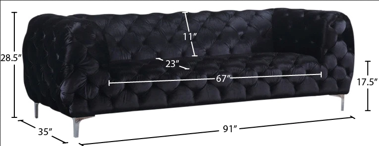 Mercer Black Velvet Sofa