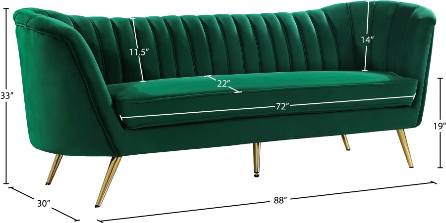 Margo Green Velvet Sofa
