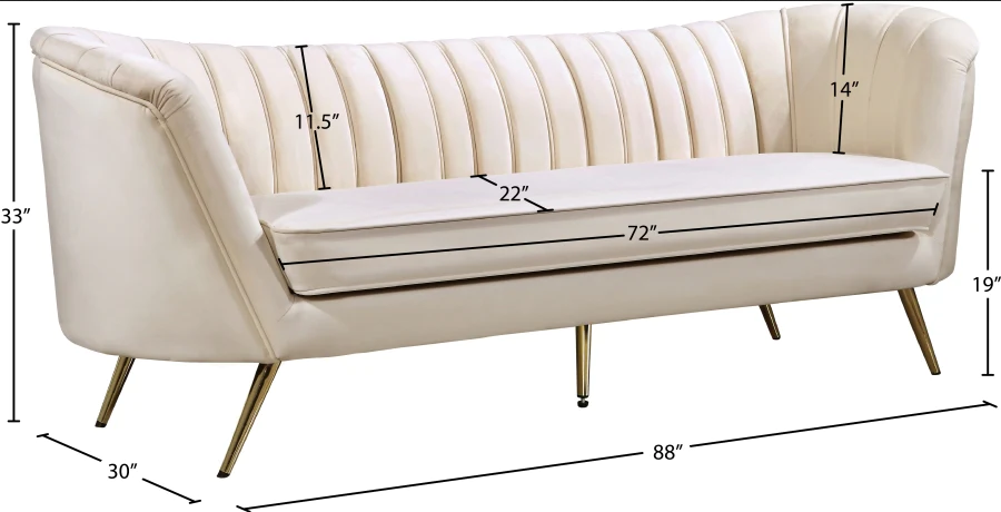 Margo Cream Velvet Sofa
