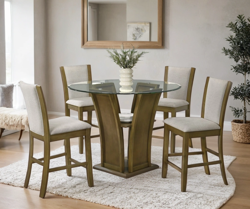 Orlando White Pub Table + 4 Chair Set - Olivia Furniture