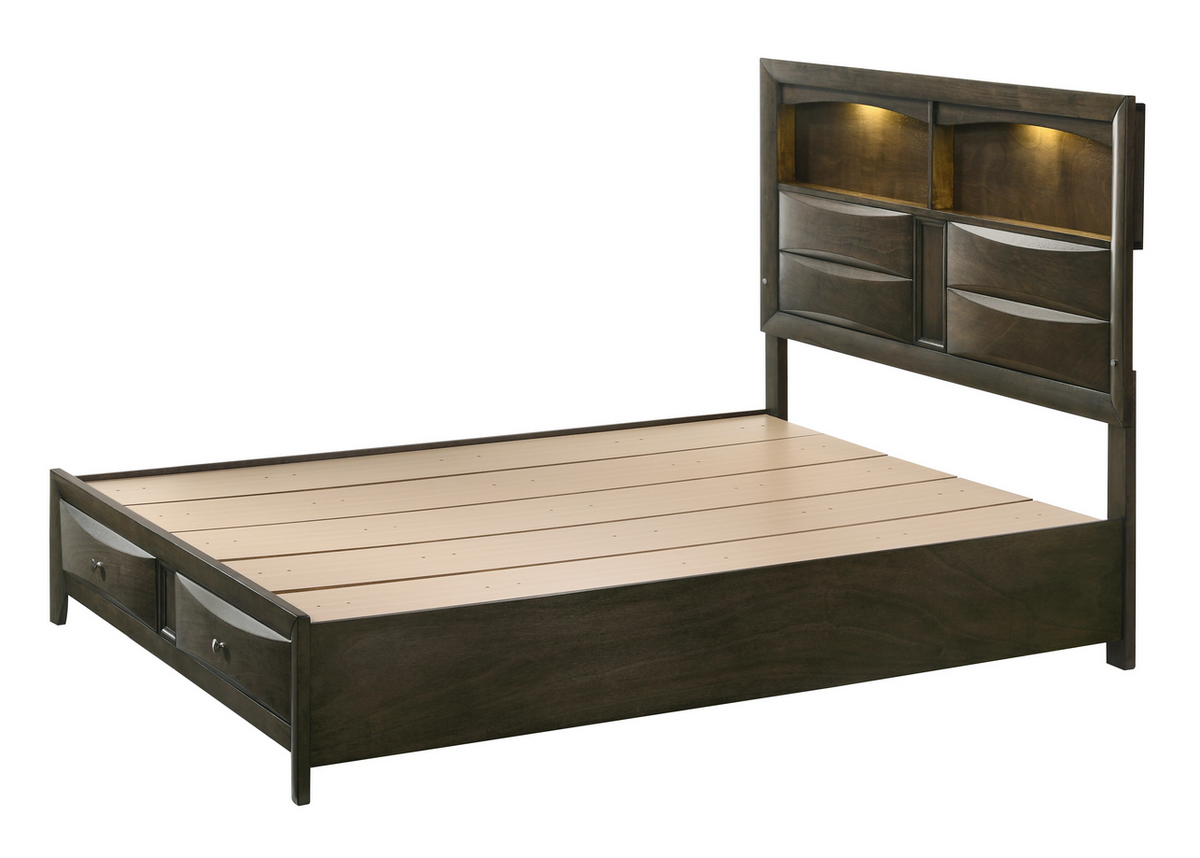 Fallon Gray King LED Storage Platform Bed - Olivia Furniture