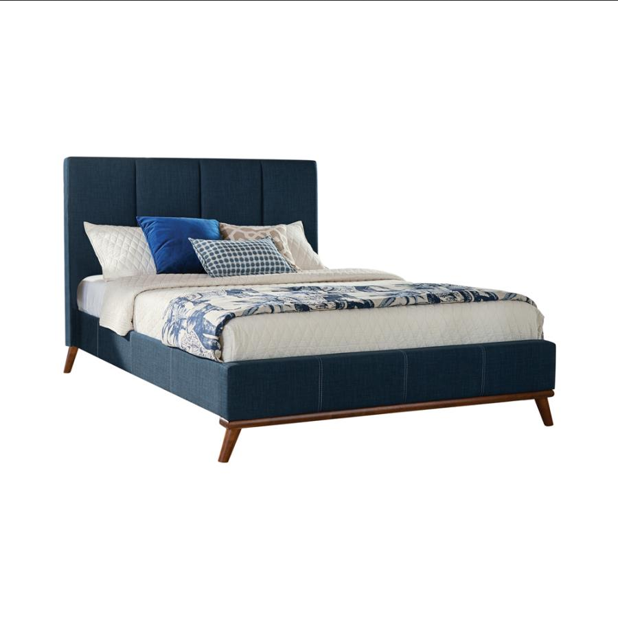 Charity Queen Upholstered Bed Blue - Olivia Furniture