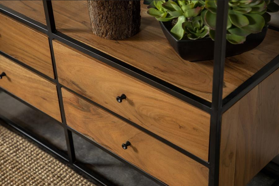 4 drawer Etagere Natural Sheesham and Black