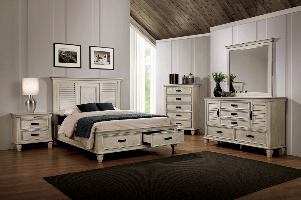 Franco Storage Bedroom Set Antique White - Olivia Furniture
