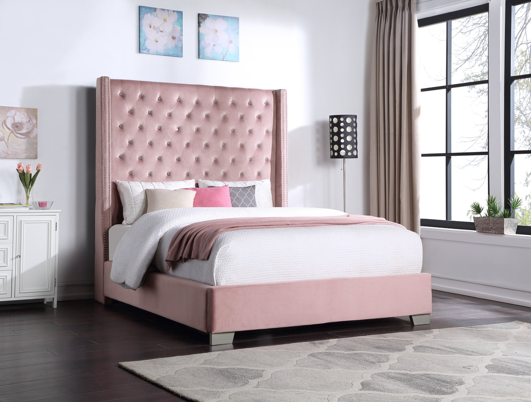 Blush queen bed frame store